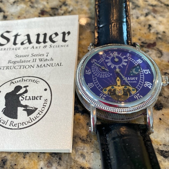 Stauer | Accessories | Extremely Rare Vintage Stauer Blue Dial Mens ...